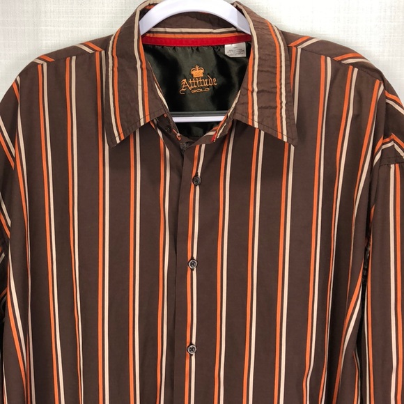 Attitude Gold | Shirts | Attitude Gold 4xl Striped Button Down Dress ...